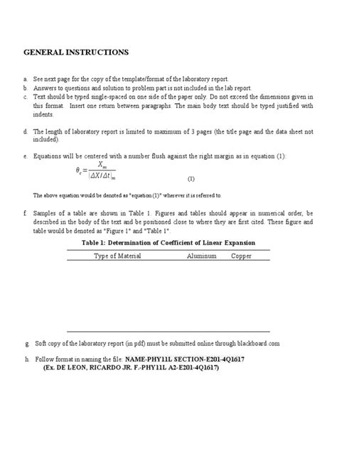 Lab Report Guidelines Pdf Equations Experiment