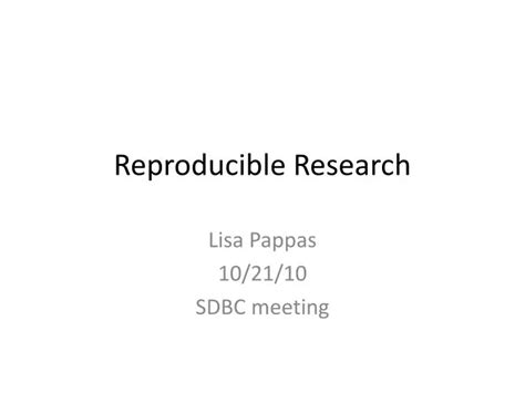 PPT Reproducible Research PowerPoint Presentation Free Download ID