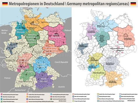 Germany Metropolitan Regions Vector Map Stock Illustrations 49