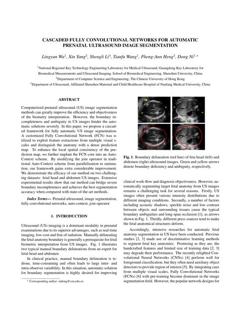 Pdf Cascaded Fully Convolutional Networks For Automatic Prenatal Ultrasound Image Segmentation