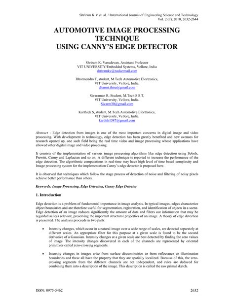 Pdf Automotive Image Processing Technique Using Cannys Edge Detector