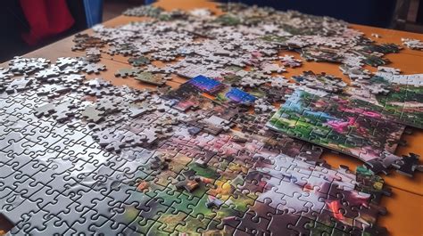 조각들로 둘러싸인 탁자 위의 직소 퍼즐 직소 퍼즐의 그림 배경 일러스트 및 사진 무료 다운로드 Pngtree