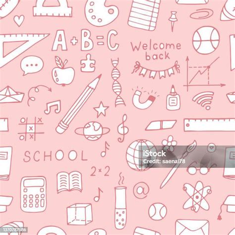 학교 요소와 손으로 그려진 매끄러운 패턴 학교로 돌아가기 백 백 백 백 에 오신 것을 환영합니다 책에 대한 스톡 벡터 아트 및 기타 이미지 Istock