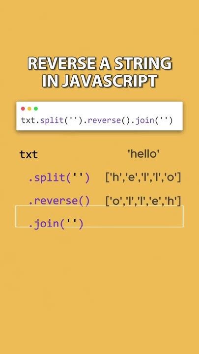 🔄 Reverse A String In Javascript 🚀 1 Minute Code Hack 💡 Shorts