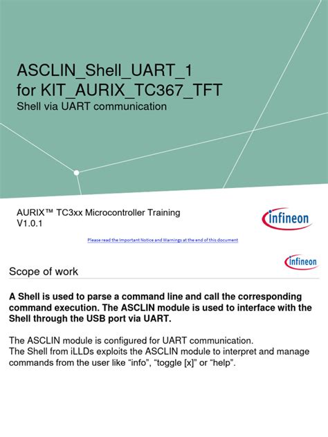 infineon asclin shell uart 1 kit tc367 tft training v01 01 en pdf shell computing