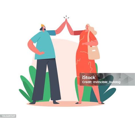 하이파이브를 하는 행복한 여성들 여자 친구 인사 또는 서로를 지원 여성 캐릭터 비공식 적 안녕 제스처 개체 그룹에 대한 스톡 벡터 아트 및 기타 이미지 Istock