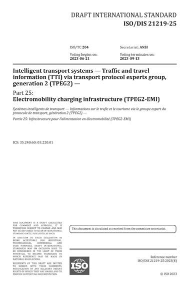 ISO DIS 21219 25 2023 Intelligent Transport Systems Traffic And Travel Information TTI Via