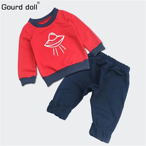 신생아 아기 소년 소녀 의류 세트 긴 소매 패션 UFO 우주선 인쇄 죄수 복 캐주얼 유아 옷 baby boy baby boy fashionbaby fashion