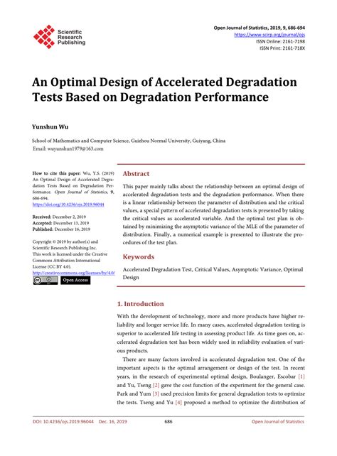 Pdf An Optimal Design Of Accelerated Degradation Tests Based On