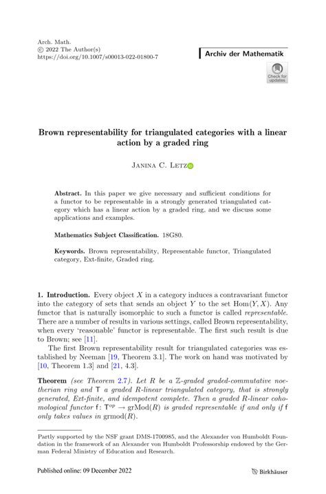 Pdf Brown Representability For Triangulated Categories With A Linear Action By A Graded Ring