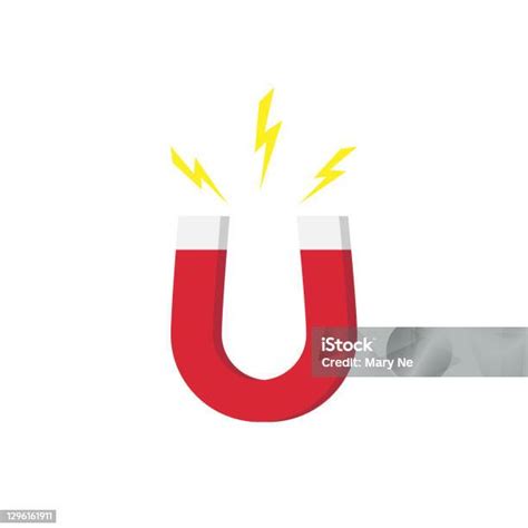 흰색 배경에 자기 전원 기호가있는 빨간 말굽 자석 U 자형 자석 아이콘 0명에 대한 스톡 벡터 아트 및 기타 이미지 0명 강철 개념 Istock