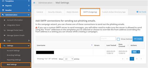 send training campaigns from custom smtp support center