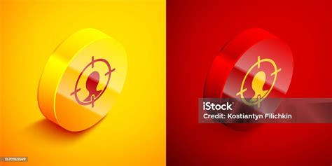 주황색과 빨간색 배경에 격리 된 등색 헤드 사냥 아이콘 비즈니스 목표 또는 고용 기호 인적 자원 및 비즈니스 모집 서클 버튼입니다 벡터 1위에 대한 스톡 벡터 아트 및 기타