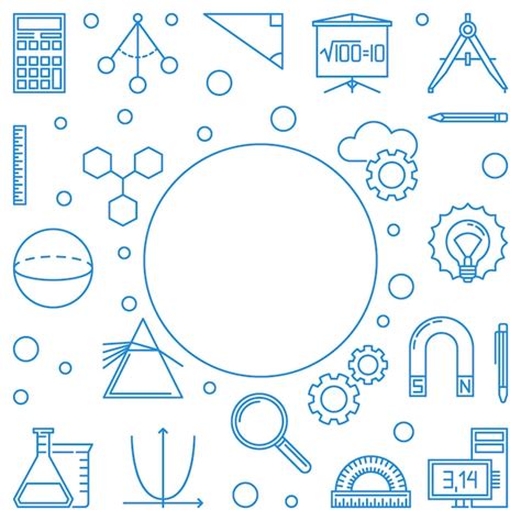 Premium Vector Stem Minimal Blue Frame Vector Education Outline Illustration