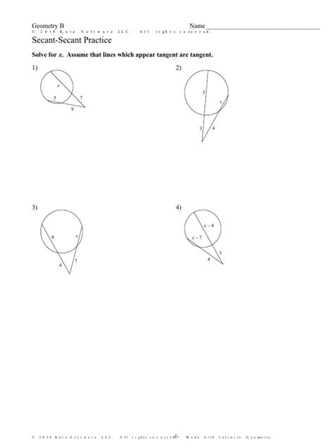 Secant Secant Practice Pdf Elementary Geometry Geometry