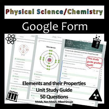 Elements And Their Properties Unit Study Guide Physical Science