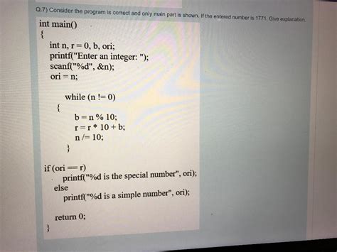 Solved Q7 Consider The Program Is Correct And Only Main
