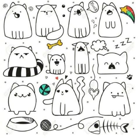 快乐小猫咪q版卡通画画法 猫咪手绘教程 猫咪简笔画儿童画 图片13p 才艺君