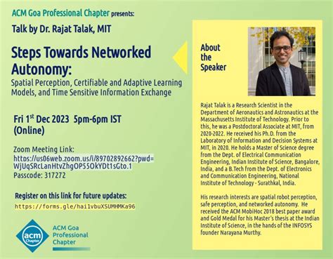 Acm Goa Is Organizing An Online Talk By Dr Rajat