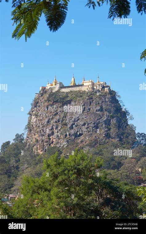 The Buddhist Site At The Top Of The Pedestal Hill Of Taung Kalat Mount