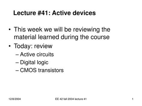 Ppt Lecture 41 Active Devices Powerpoint Presentation Free Download Id9382597