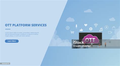 웹 사이트 방문 홈페이지 템플릿 배너 또는 슬라이드 프리젠 테이션을위한 최고의 미디어 서비스를 통해 Ott 가리기에 대한 스톡 벡터 아트 및 기타 이미지 Istock