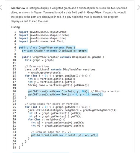 Graphview In Listing To Display A Weighted Graph And