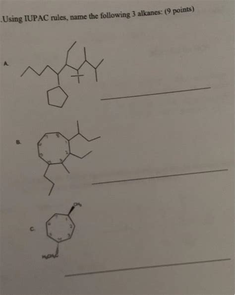 solved using iupac rules name the following 3 alkanes 9