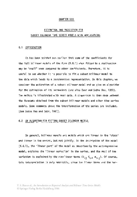 Pdf Estimation And Prediction For Subset Bilinear Time Series Models