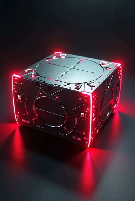 Futuristic Box From Web3 With Red Neon Lights Seaart Ai