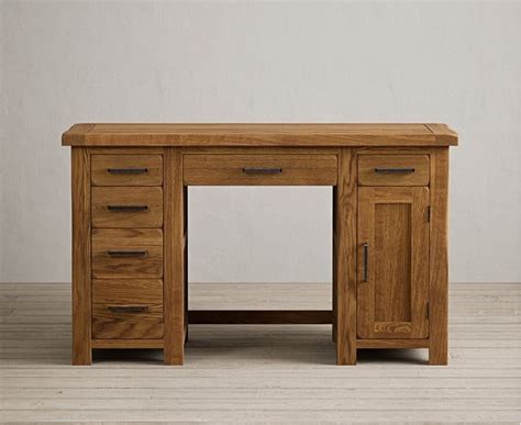 Harrogate Rustic Solid Oak Computer Desk Oak Furniture Superstore