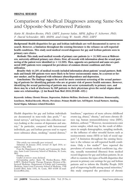 Pdf Comparison Of Medical Diagnoses Among Same Sex And Opposite Sex
