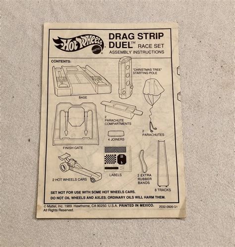 1989 Hot Wheels Drag Strip Duel Set Assembly Instructions Manual Original Copy £284 Picclick Uk