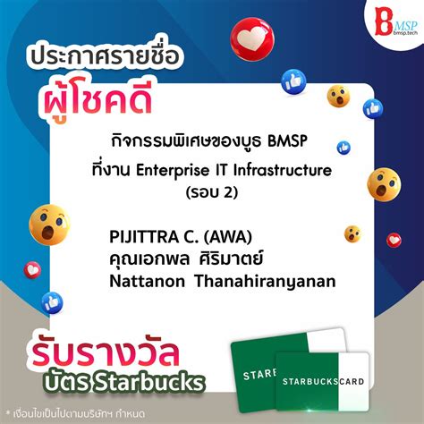 ประกาศรายชื่อผู้โชคดี🎉 Bmsp