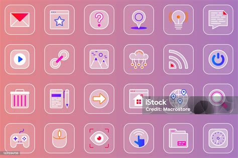 웹 사이트 Ui 웹 글래스모픽 아이콘 세트 이메일 물음표 위치 비디오 이미지 와이파이 홈페이지 글로벌 검색 인터페이스 탐색 및 기타의 개요 그림 팩 벡터 라인 유리 기호