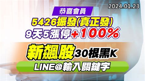 20240123《股市最錢線》高閔漳 “恭喜會員5426振發真正發 9天5漲停100””新飆股，30根黑k，line輸入關鍵字