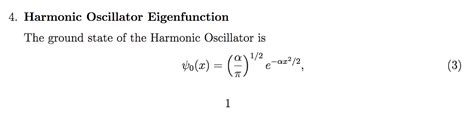 Solved 4 Harmonic Oscillator Eigenfunction The Ground State