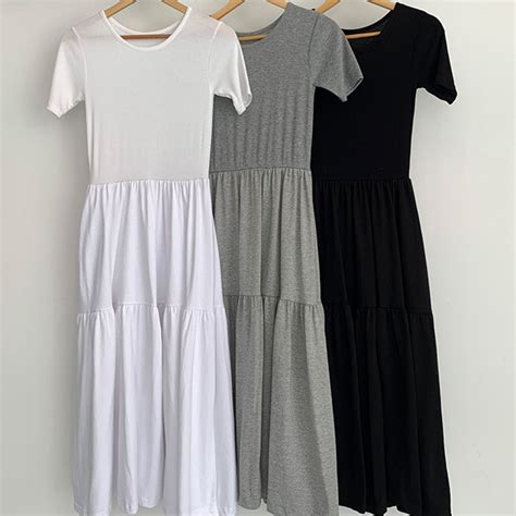 다미님 3컬러 반팔 롱원피스 스판 라운드넥 유넥 캉캉 셔링 프릴 레이스 면 임산부 임부복 빅사이즈 하객룩 결혼식 파티룩 무지 봄 여름 귀여운 바캉스 브이넥 스퀘어넥 잠옷