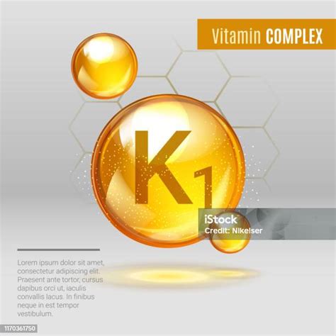비타민 K1 골드 빛나는 알 약 캡슐 아이콘 화학 포뮬러 필로퀴논 메나퀴논이 함유된 비타민 복합체 빛나는 황금 물질 드롭 히스 광고에 대한 약 벡터 일러스트레이션 구에 대한