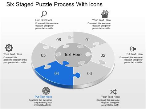 Dc Six Staged Puzzle Process With Icons Powerpoint Template PowerPoint Presentation Sample