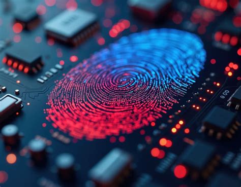Digital Fingerprint On Tech Circuit Board Biometric Data Protection Shown Modern Tech