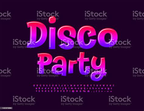 벡터 재미 있는 상징 디스코 파티입니다 예술적 알파벳 문자 숫자 및 기호 세트 공연에 대한 스톡 벡터 아트 및 기타 이미지