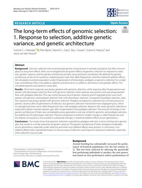 Pdf The Long Term Effects Of Genomic Selection 1 Response To Selection Additive Genetic