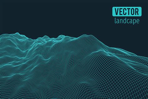 3d 연결 배경입니다 와이어프레임 지형 음악 이퀄라이저 개념 블록 체인 및 암호화 통화 기술 배경 벡터 일러스트레이션 3차원 형태에 대한 스톡 벡터 아트 및 기타 이미지