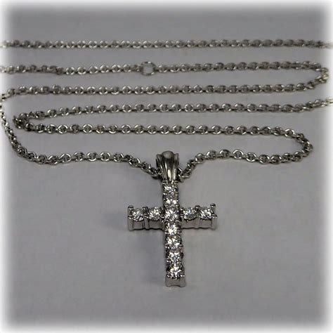 18ct White Gold Diamond Cross And Chain Mr Allan Jewellers