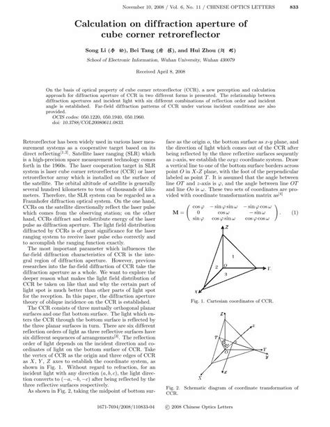 Pdf Calculation On Diffraction Aperture Of Cube Corner Retroreflector Dokumen Tips