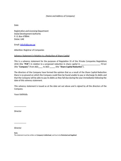 Solvency Statement Pdf