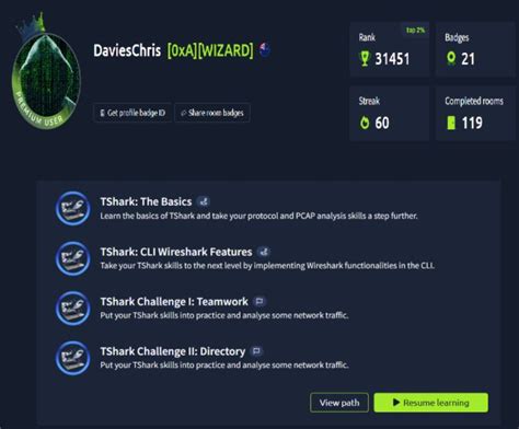 Tryhackme Cybersecurity Blueteam Wireshark Tshark Packetanalysis Chris Davies