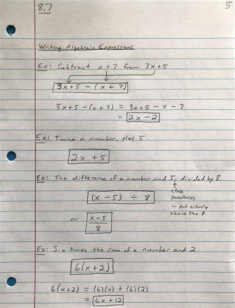 Professor Franks Math Blog 8 7 Simplifying Expressions Notes