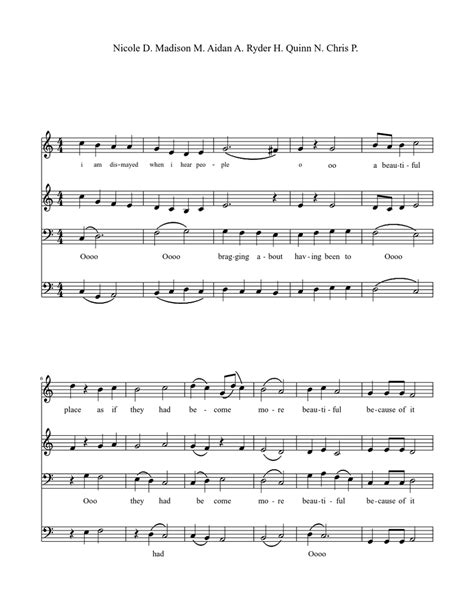 Finished Acapella Sheet Music For Soprano Alto Bass Voice Baritone